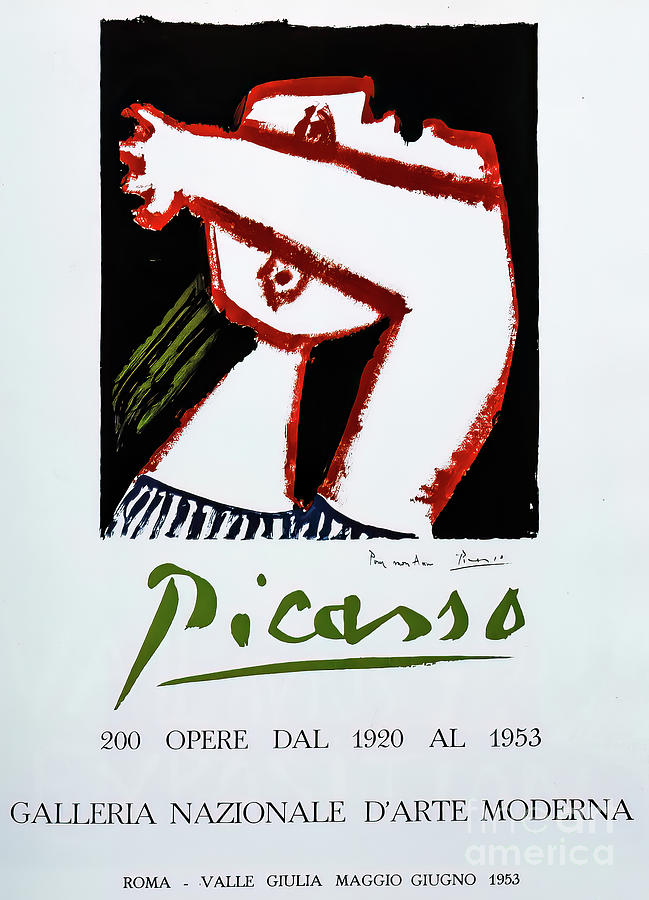 Pablo Picasso Art Exhibition Poster Rome 1953 Drawing by Pablo Picasso ...