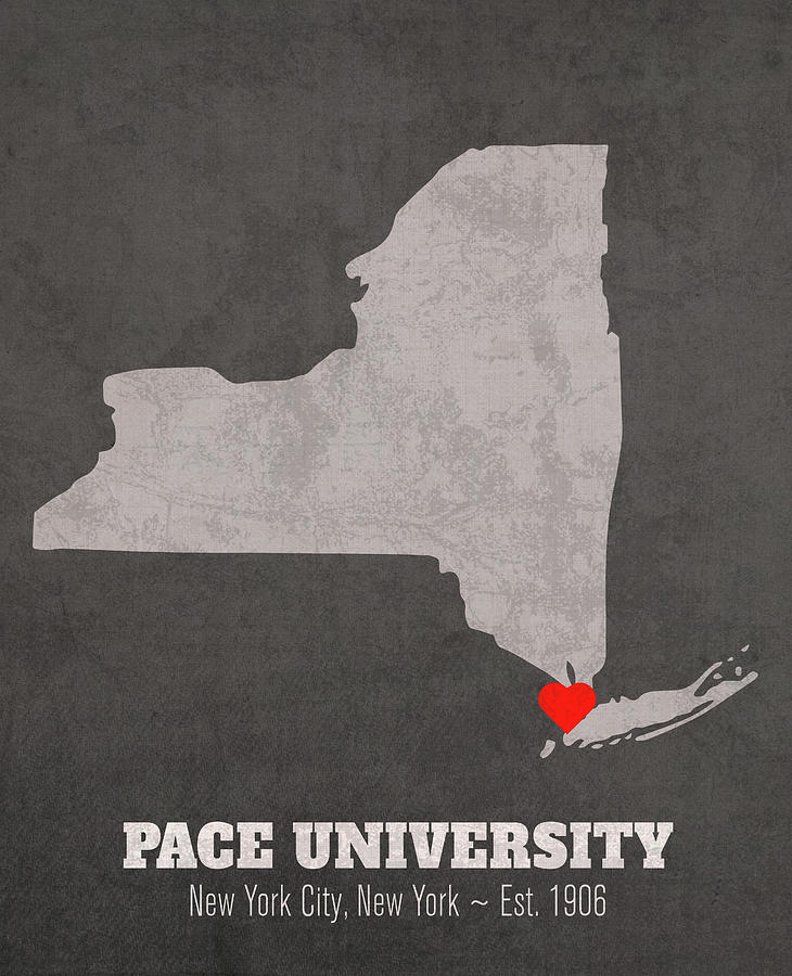 Pace University New York City New York Founded Date Heart Map Mixed Media by Design Turnpike ...