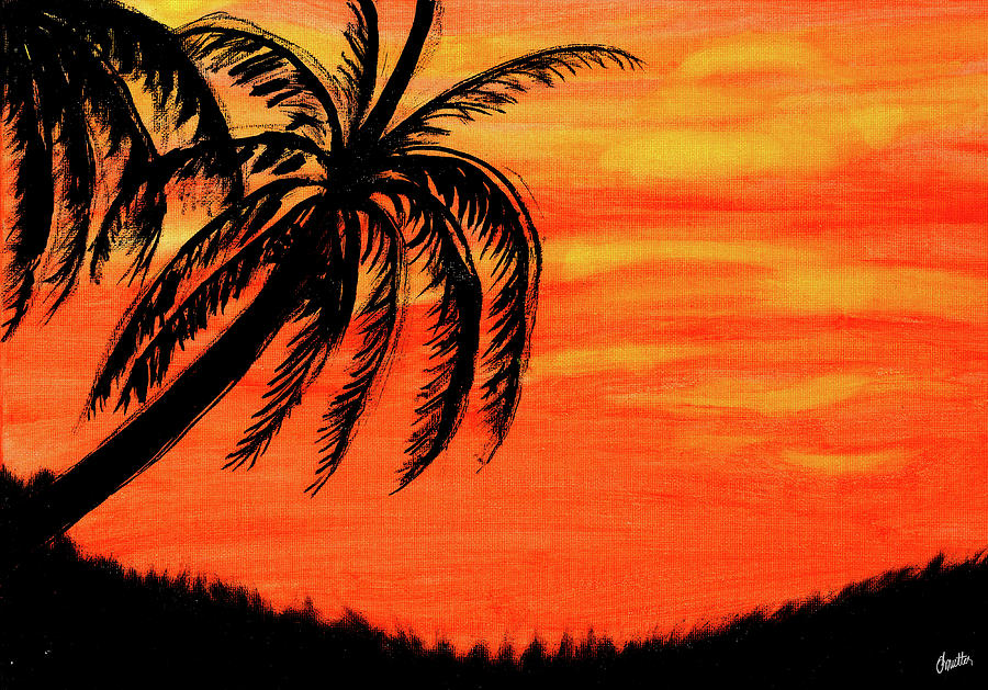 Palm Tree Sunset Painting by Cindy Sutter - Fine Art America