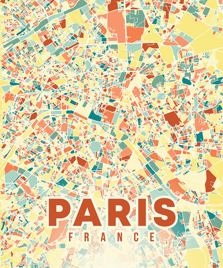 Paris France Map Digital Art by Alexandru Chirila - Fine Art America