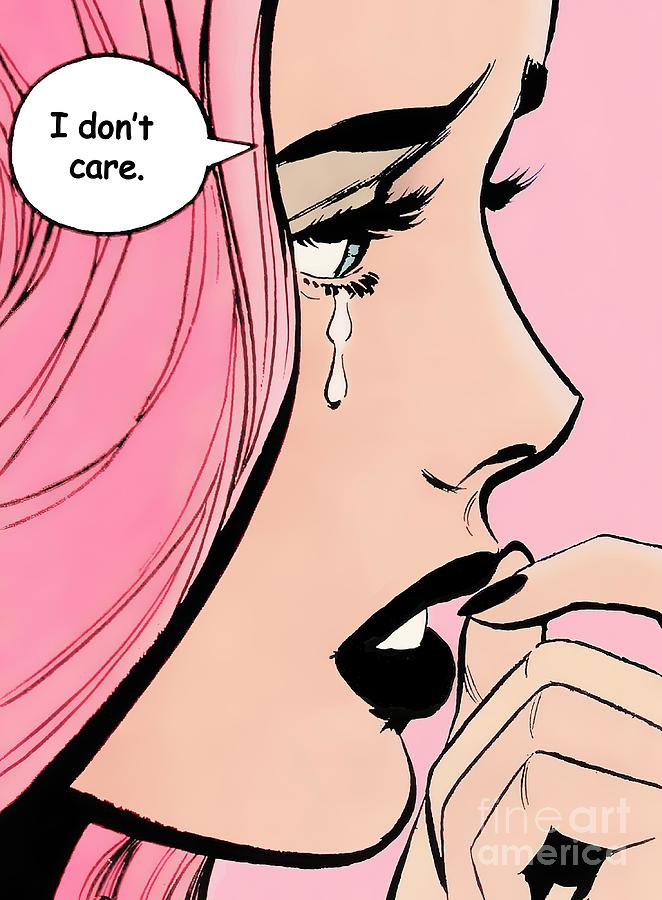 Pastel Goth Sad Crying Pop Art Girl Pink Hair Painting by Rob Kelly ...
