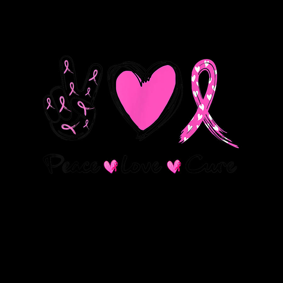 Peace Love Cure Pink Ribbon Cancer Breast Awareness Digital Art By Th