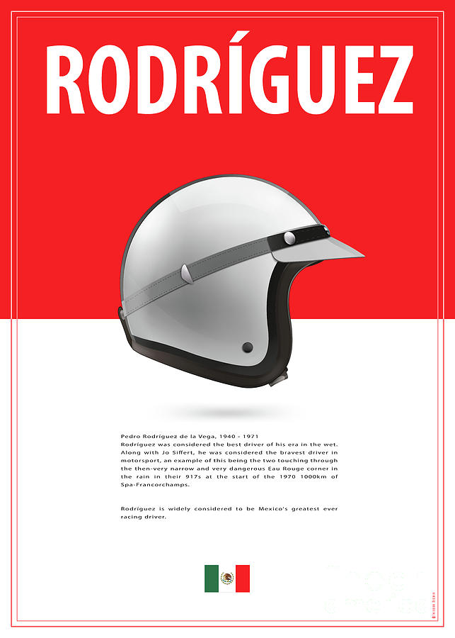 Pedro Rodriguez Racing Helmet Digital Art by Raceman Decker - Fine Art ...