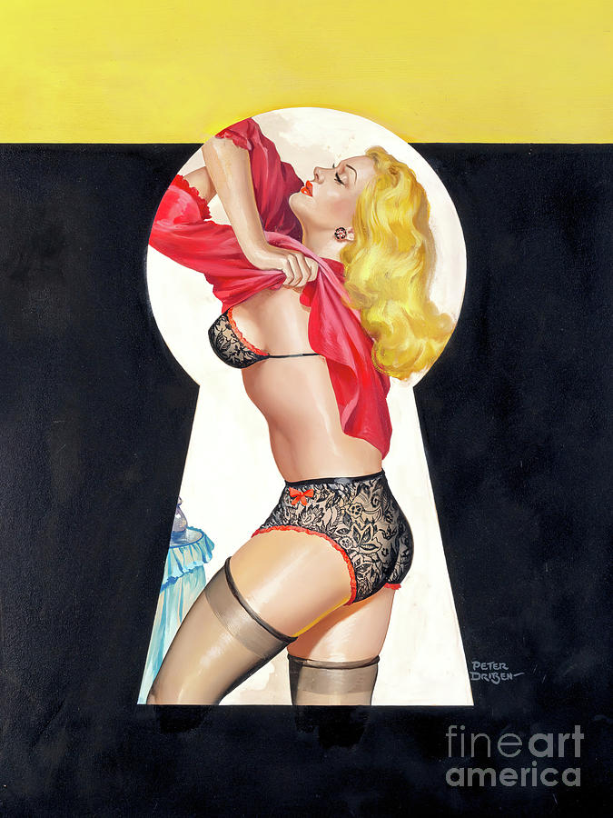 Peter Driben - Sneak Preview, Whisper magazine cover, January 1950 Painting by Magical Vintage ...