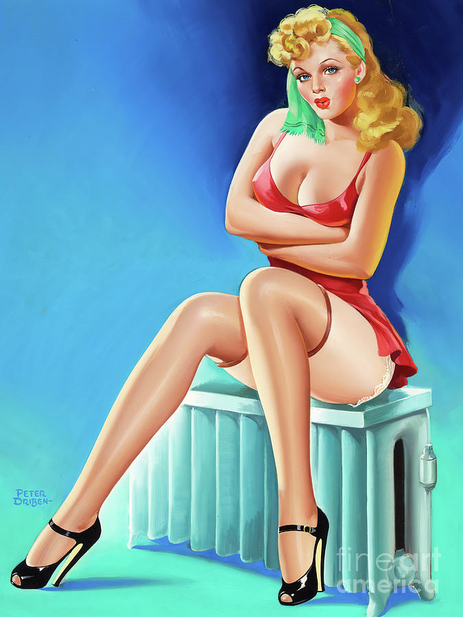 Peter Driben - Staying Warm, Wink magazine cover, January 1947 Painting by Magical Vintage ...