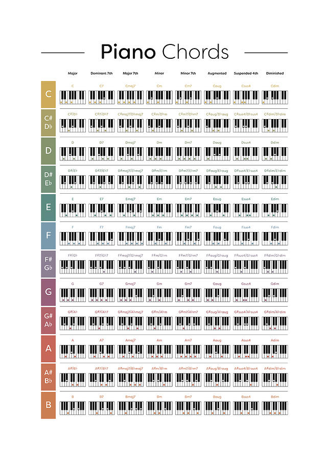 Piano Chord Chart Digital Art by Penny And Horse | Pixels