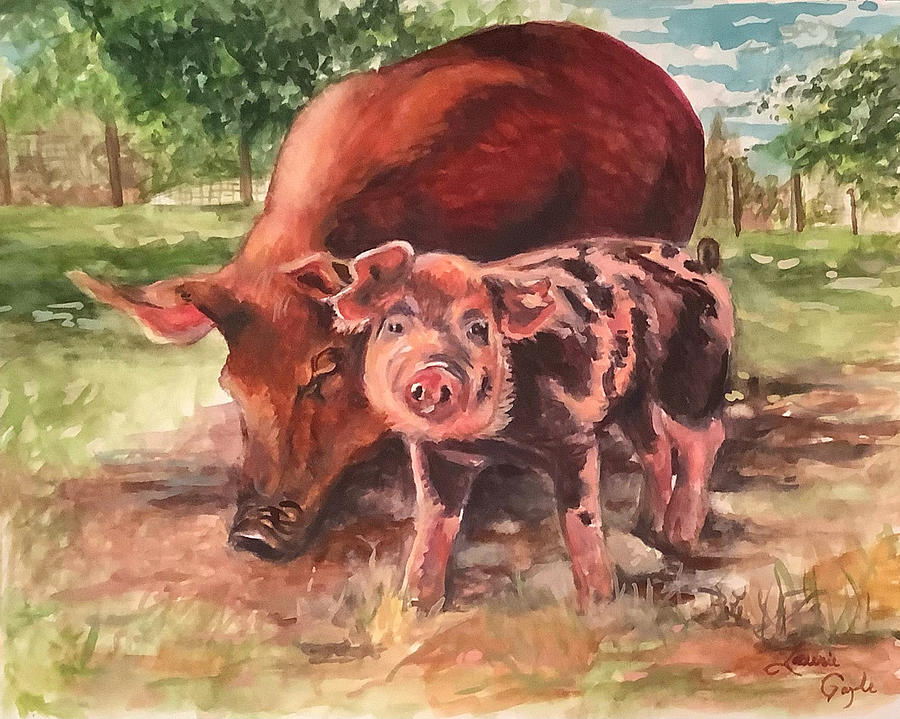 Pigs in the Mud Painting by Laurie Gayle - Fine Art America