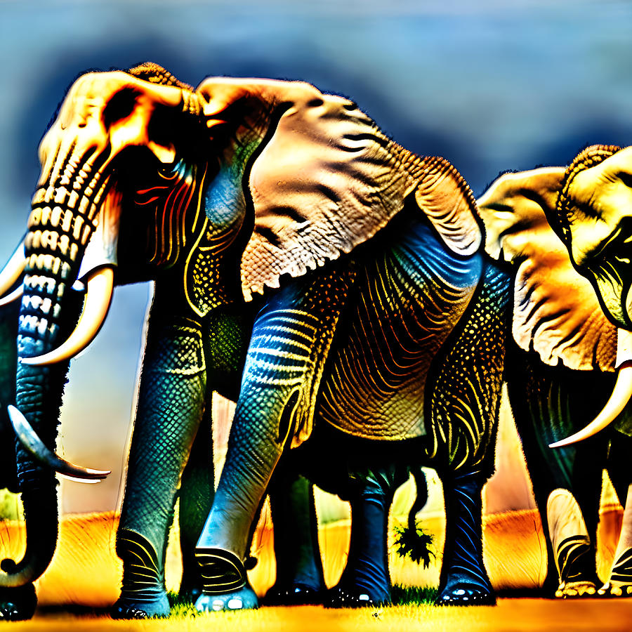 Pillars of Strength Embracing the Majesty of Elephants Digital Art by ...