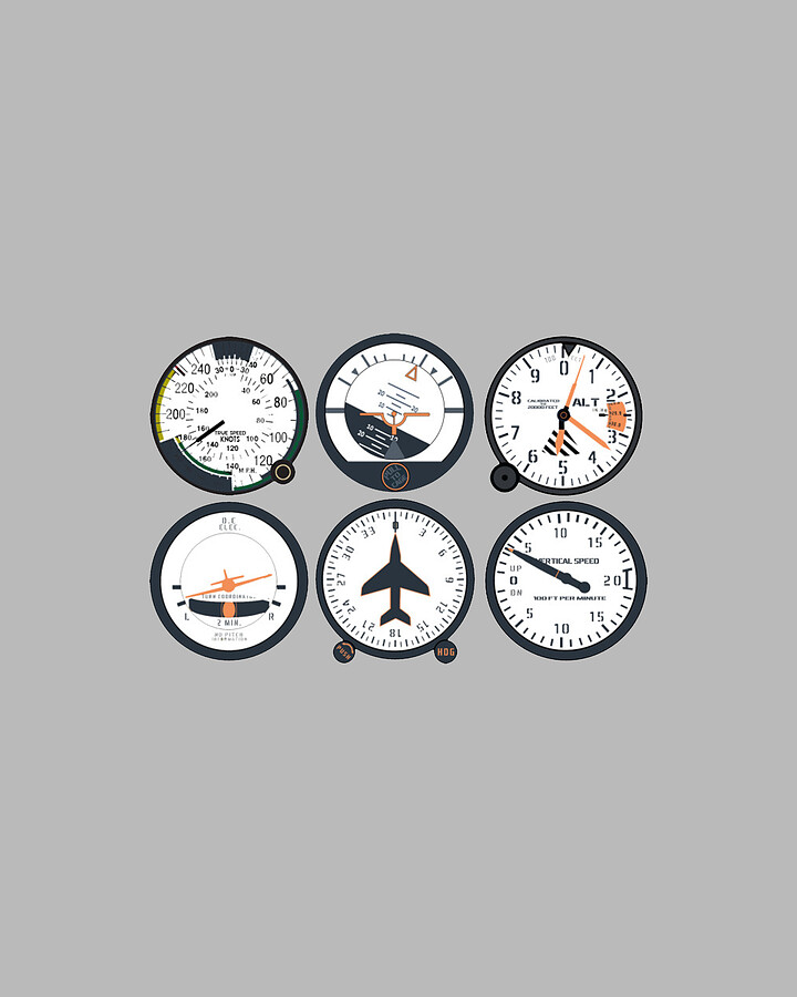 Pilot's Basic Six Flight Instruments Drawing by Dipa Manullang - Fine ...