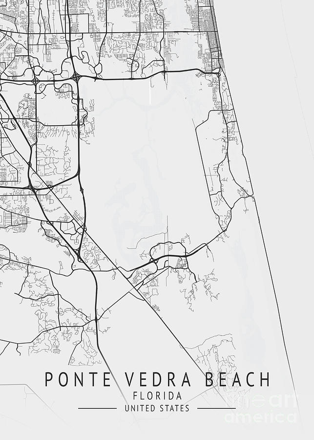 Ponte Vedra Beach - Florida US Gray City Map Digital Art by Tien ...