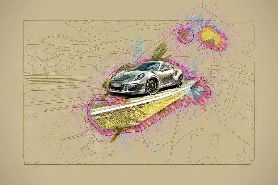 Porsche 911 Gt3 Rs Raceway 2018 Cars Gray Supercars German Mixed Media by Ola Kunde - Fine Art ...