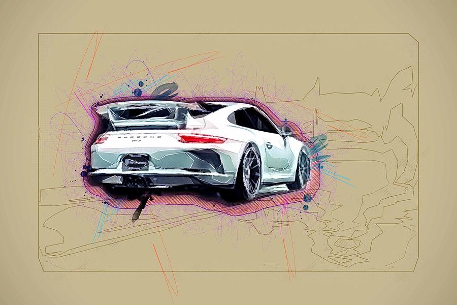 Porsche 911 Gt3 Sports Coupe Car German Cars Garage Mixed Media by Ola Kunde - Fine Art America