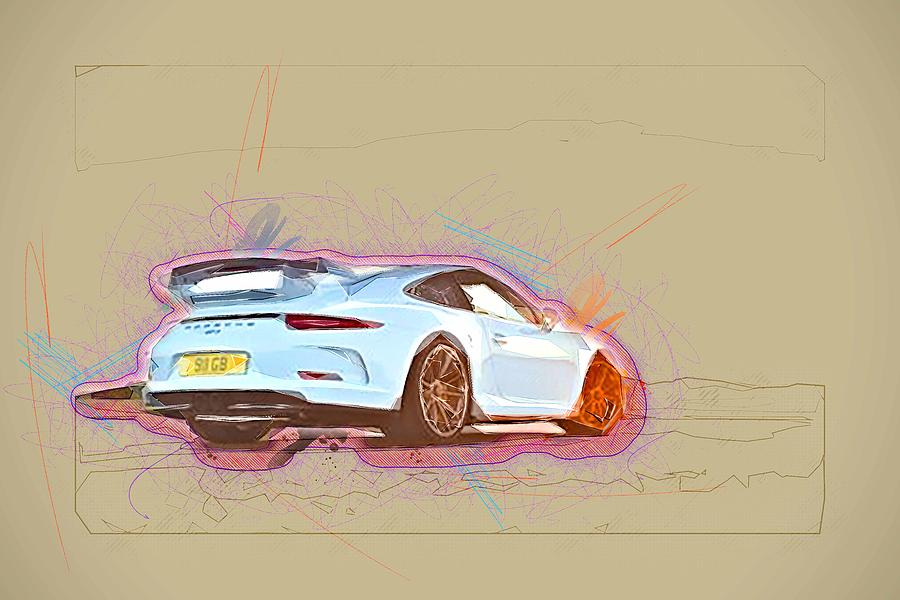 Porsche 911 Gt3 Supercars Sunset 2017 Cars Sportscars Mixed Media by Ola Kunde - Fine Art America