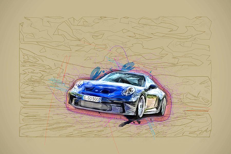 Porsche 911 Gt3 Touring Pdk 2021 Cars Supercars Highway 992 German Mixed Media by Ola Kunde ...