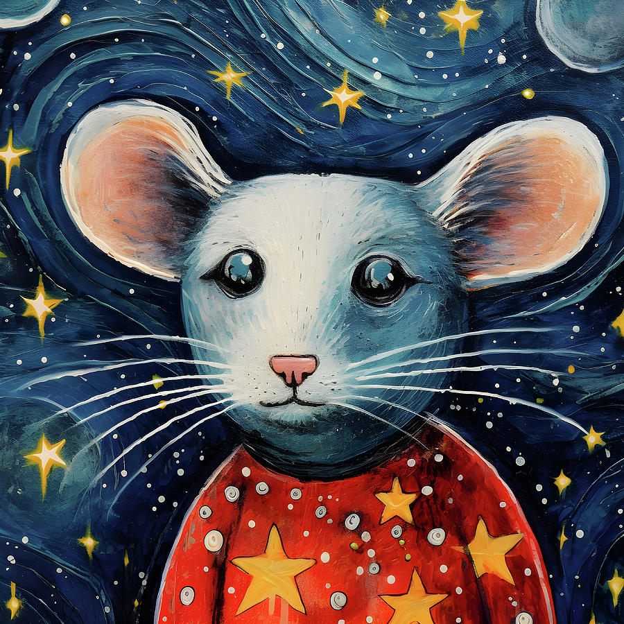 PortrAet der Maus Tier Starry Night 4 Digital Art by Kurt Heppke - Fine ...