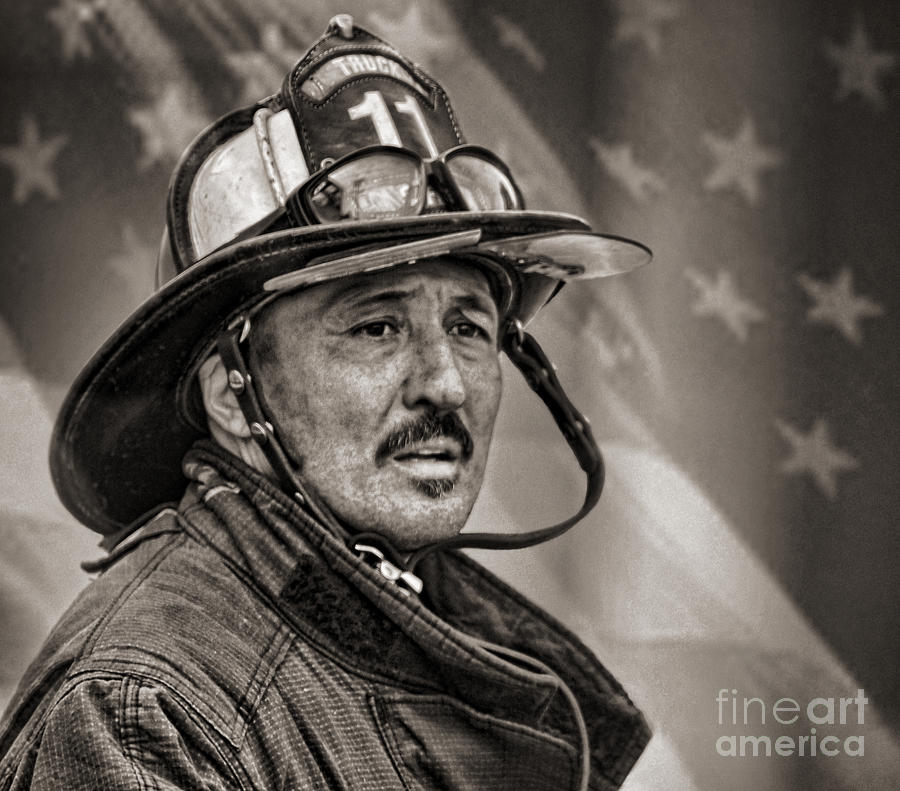 Portrait of a Fire Fighter IV Digital Art by Jim Fitzpatrick