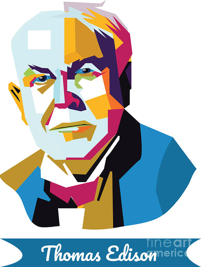 portrait of an American scientist and inventor Thomas Edison Painting ...
