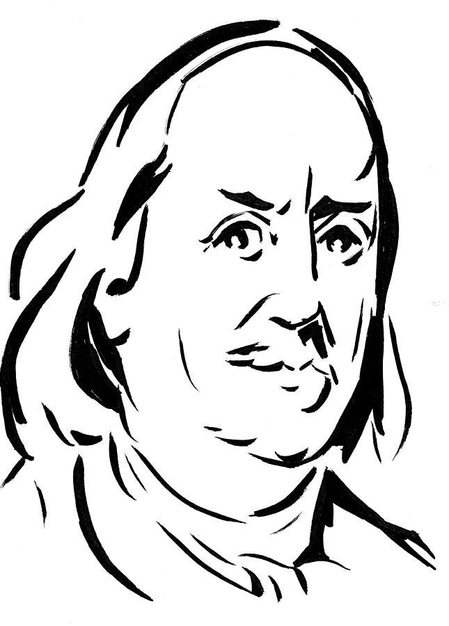 Portrait of Benjamin Franklin, an American scientist, inventor ...