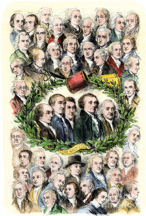 Portraits of the signatories of the Declaration of Independence Drawing ...