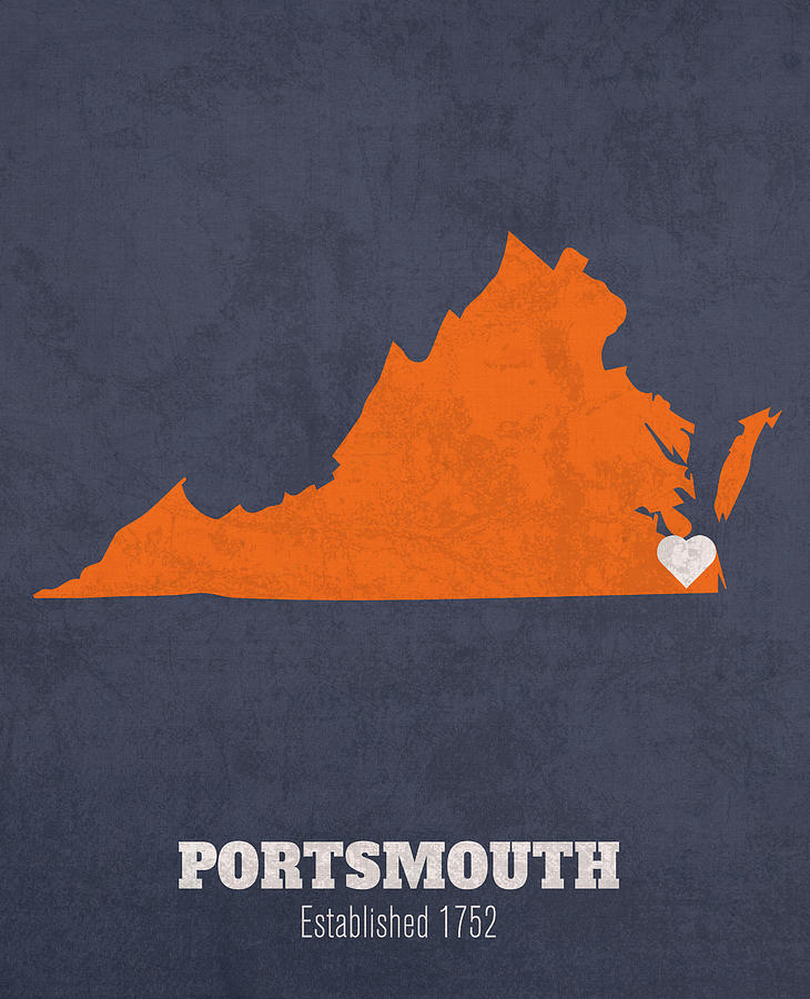 Portsmouth Virginia City Map Founded 1752 University of Virginia Color ...