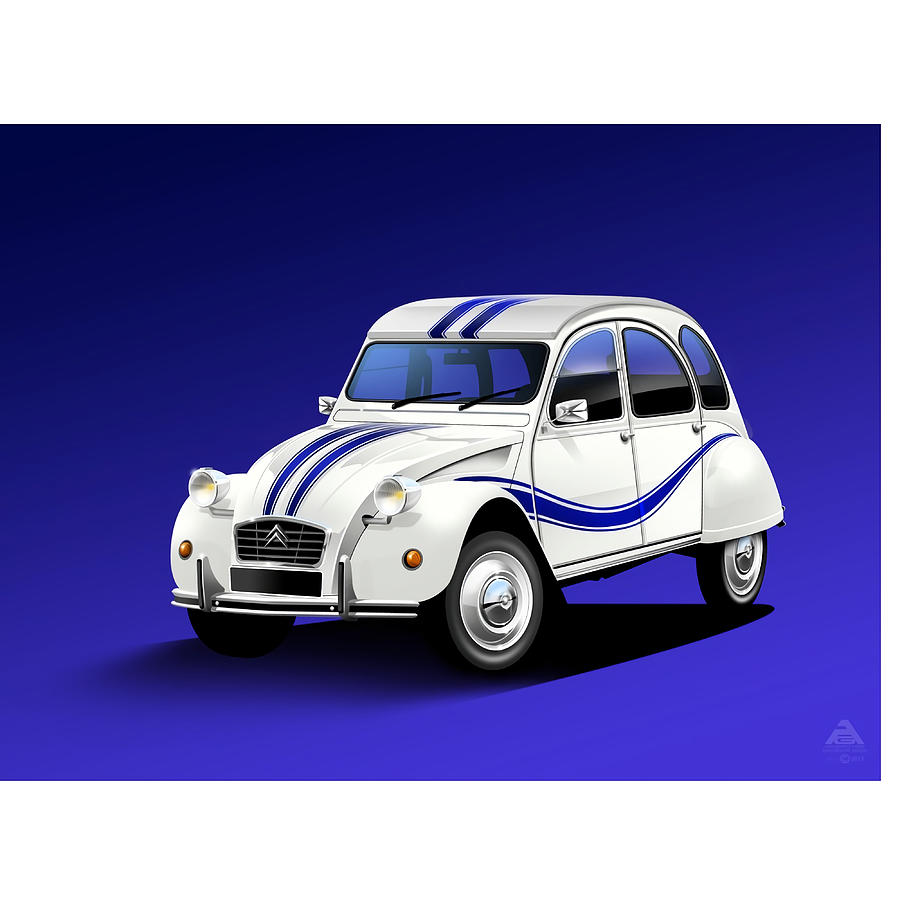 Poster artwork Citroen 2CV Beachcomber Painting by Kelly Alfie Alfie ...