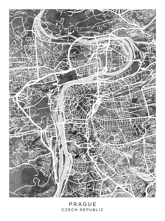 Prague Czech Republic City Map #22 Digital Art by Michael Tompsett - Fine Art America