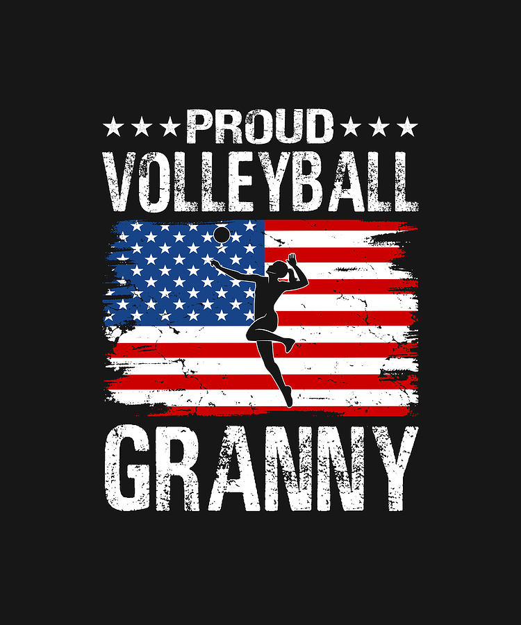 Proud Volleyball GRANNY American Flag Drawing by DHBubble - Fine Art America