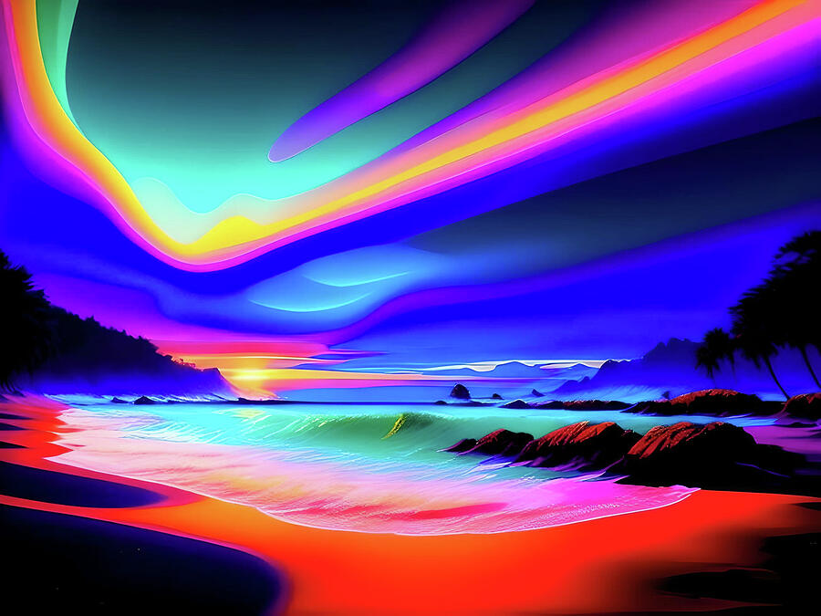 Psychedelic Beach Digital Art by Artificial Intelligence - Fine Art America