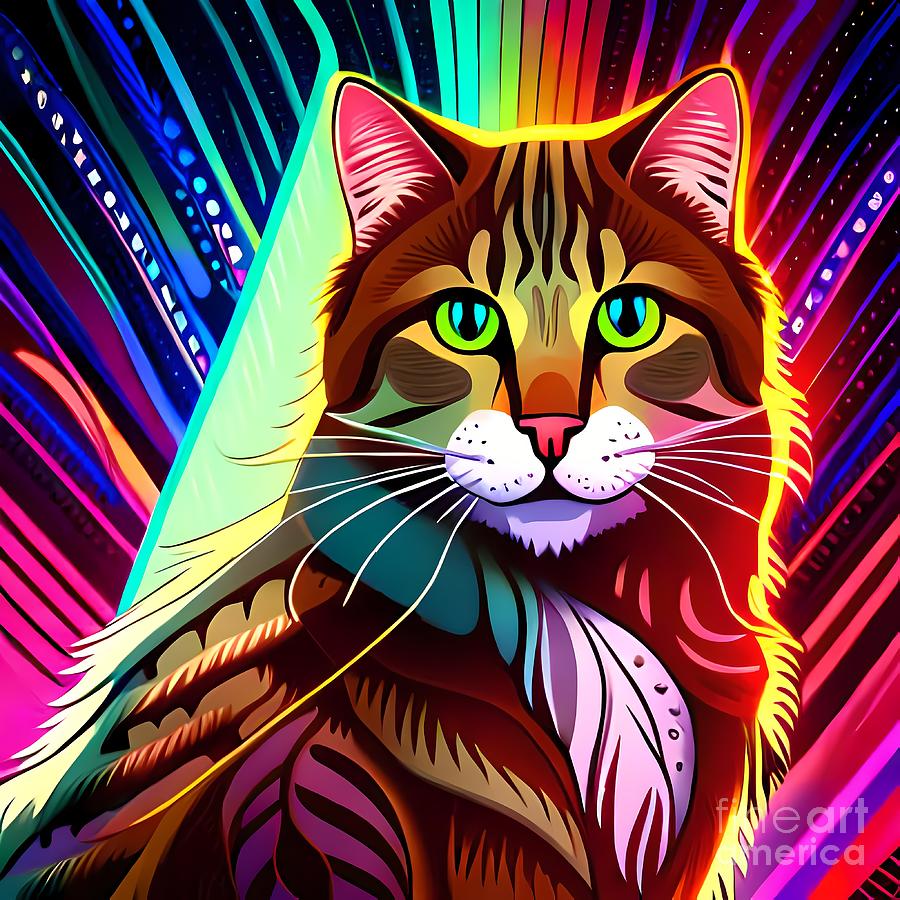 Psychedelic Cat 002 Photograph by Alejandro Arcia - Pixels