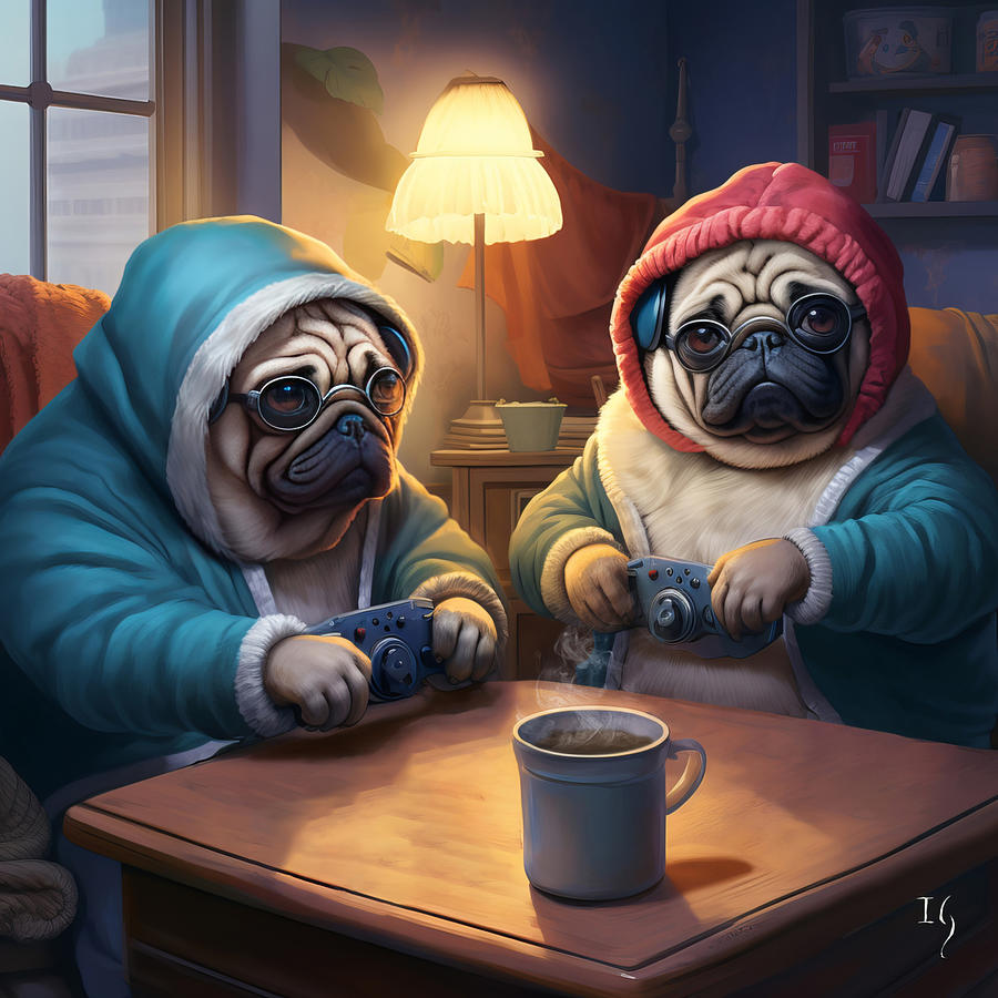 Pugs and Pause Mixed Media by Ivan Guaderrama - Fine Art America