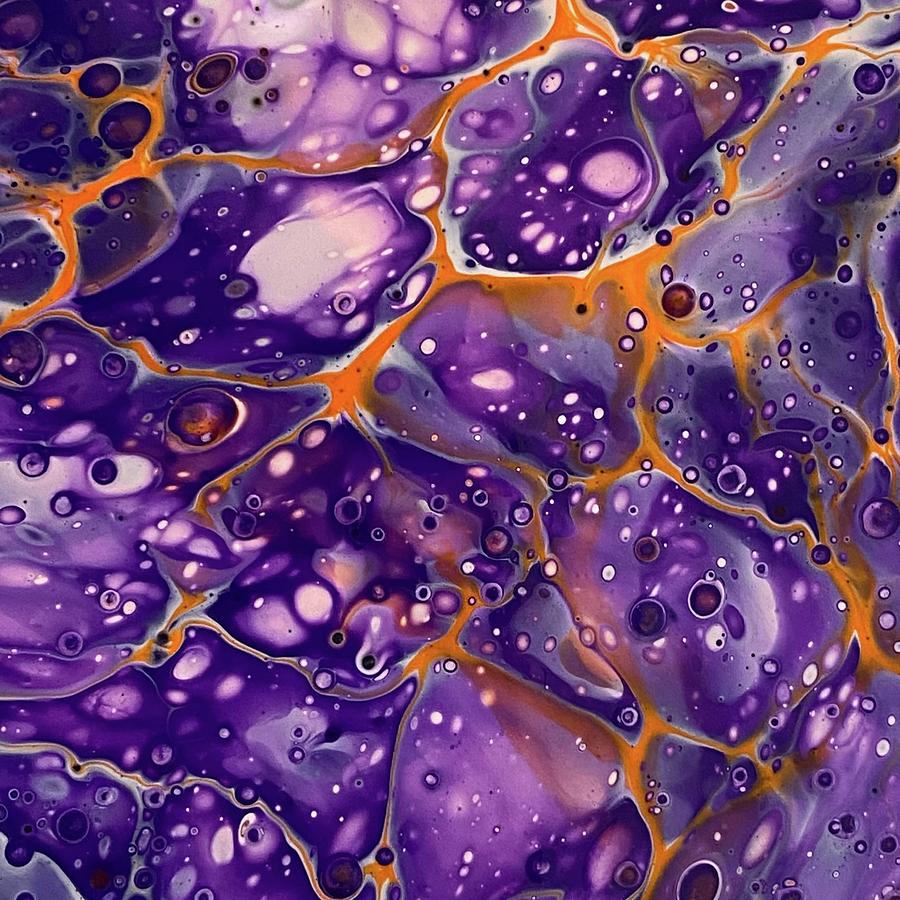 Purple and Orange Fluid Abstract Pour Painting by Tracey Bureau - Fine ...