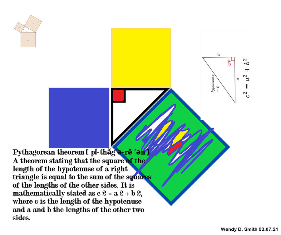Pythagorean Theorem in Primary Colors Digital Art by Wendy Smith - Pixels