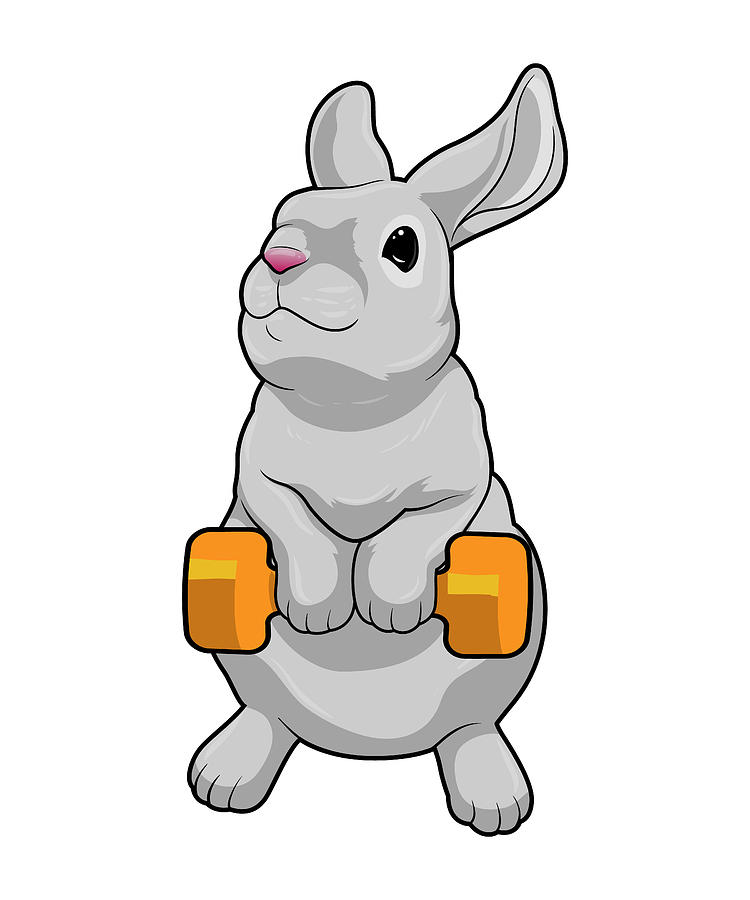 Rabbit Fitness Dumbbell Painting by Markus Schnabel - Fine Art America