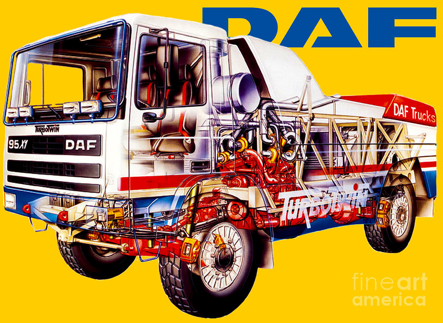 Race truck DAF 95 X1 Turbotwin Paris Dakar 1988 Drawing by Vladyslav ...