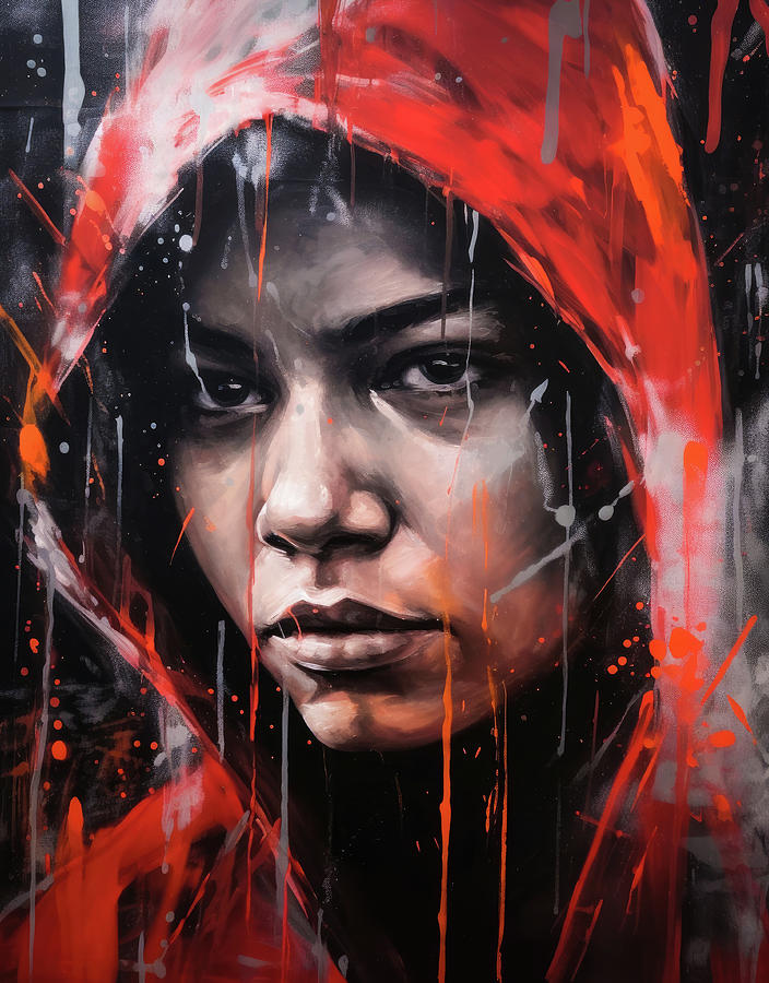 Rain Portrait 01 Red Hood Digital Art by Matthias Hauser - Fine Art America