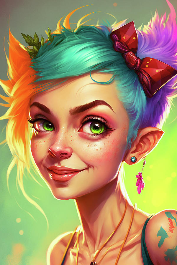 Rainbow Colored Pixie Mixed Media by Billy Bateman - Fine Art America