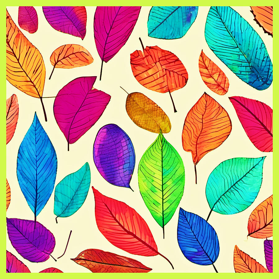 Rainbow Leaves Captivating Pattern Digital Art by Pattern Designs ...