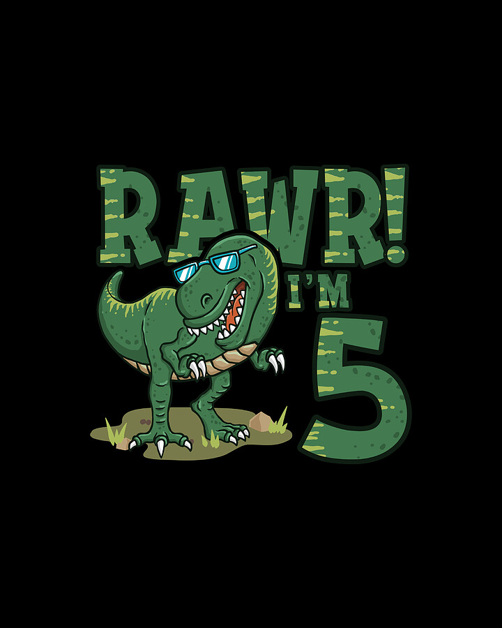 Rawr Im 5 Dinosaur Birthday For Boys Digital Art by Orange Pieces - Fine Art America