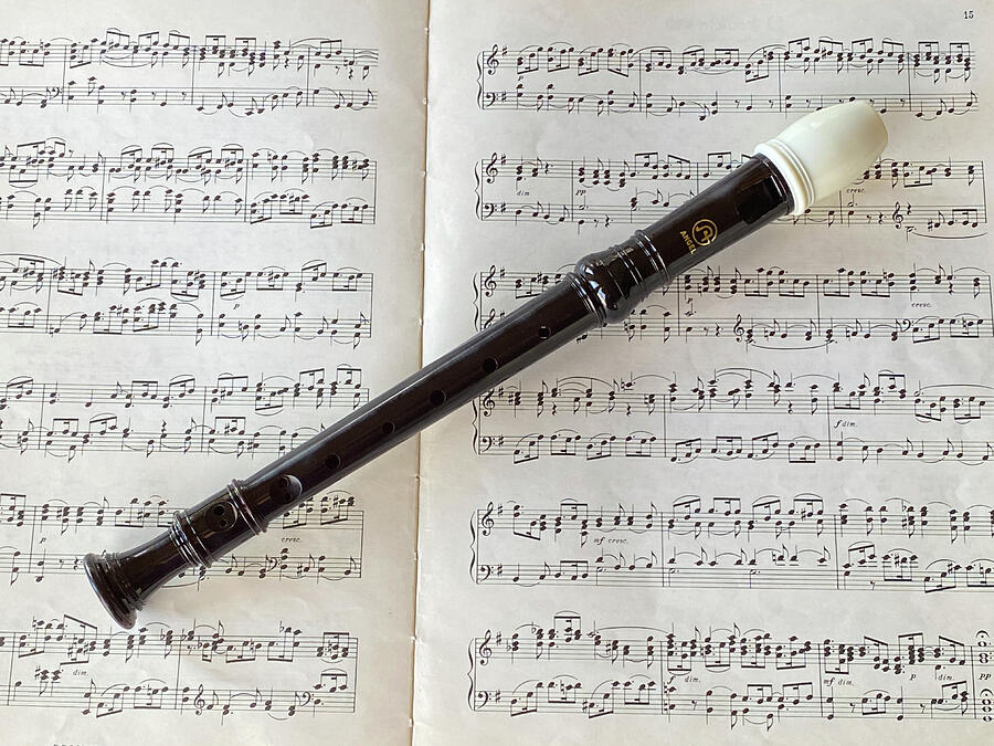 Recorder Flute on Sheet Music Photograph by Brigitta Diaz