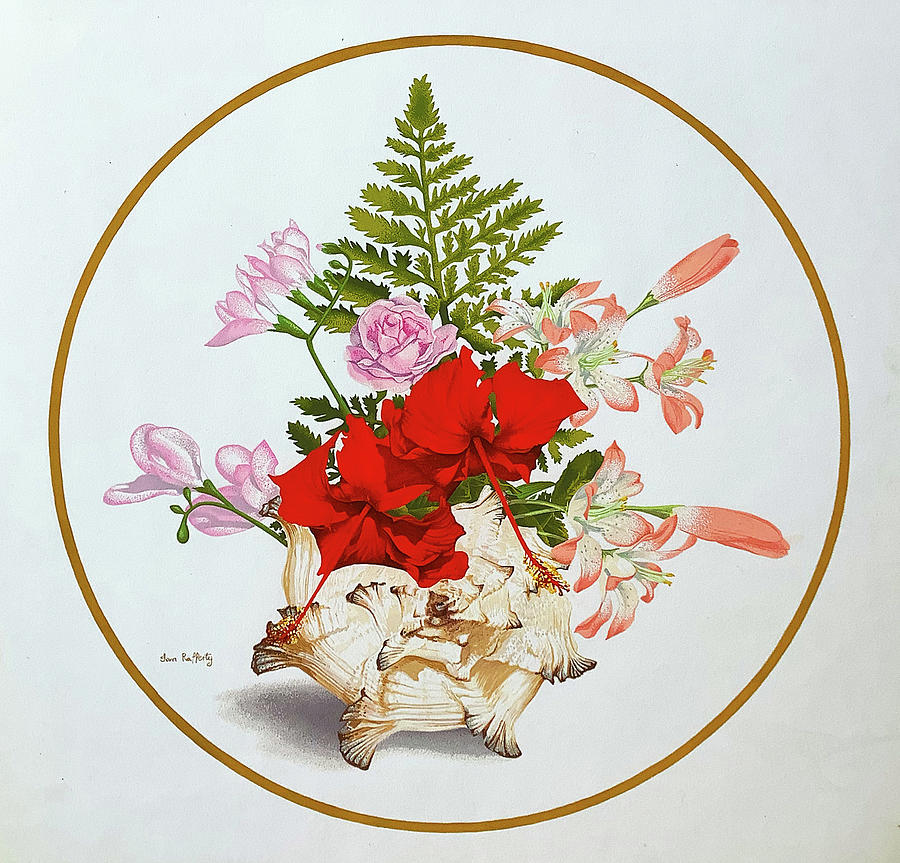 Red Amaryllis and Shell Painting by Ian Rafferty - Fine Art America