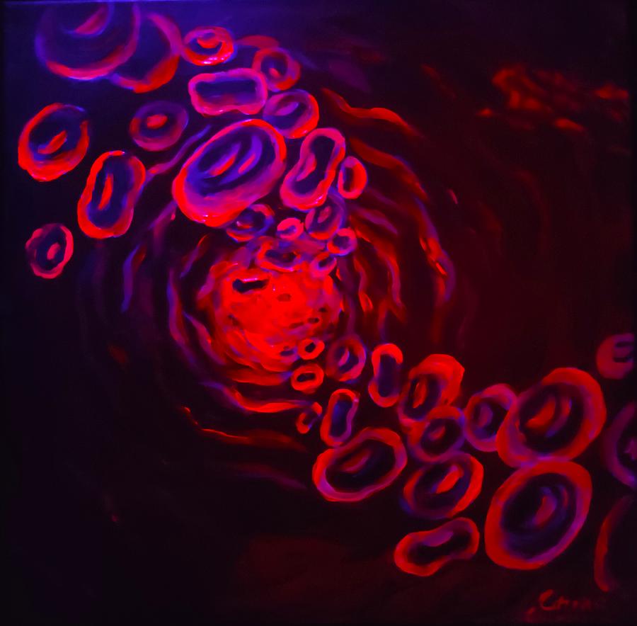 Red blood cells, fluorescent painting Painting by Chirila Corina | Pixels