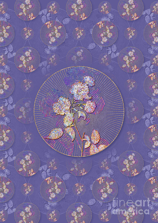 Red Cabbage Rose in Bloom Geometric Mosaic Pattern in Veri Peri n.0327 ...