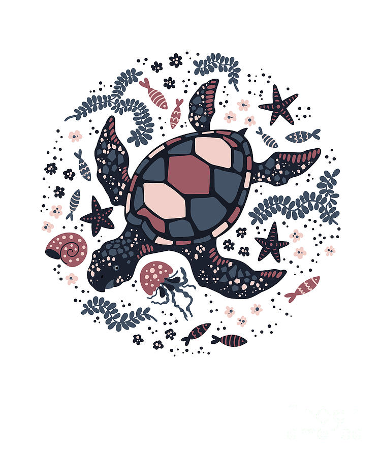 Red-Eared Slider Tortoise Painted Alligator Snapping Turtle Digital Art ...