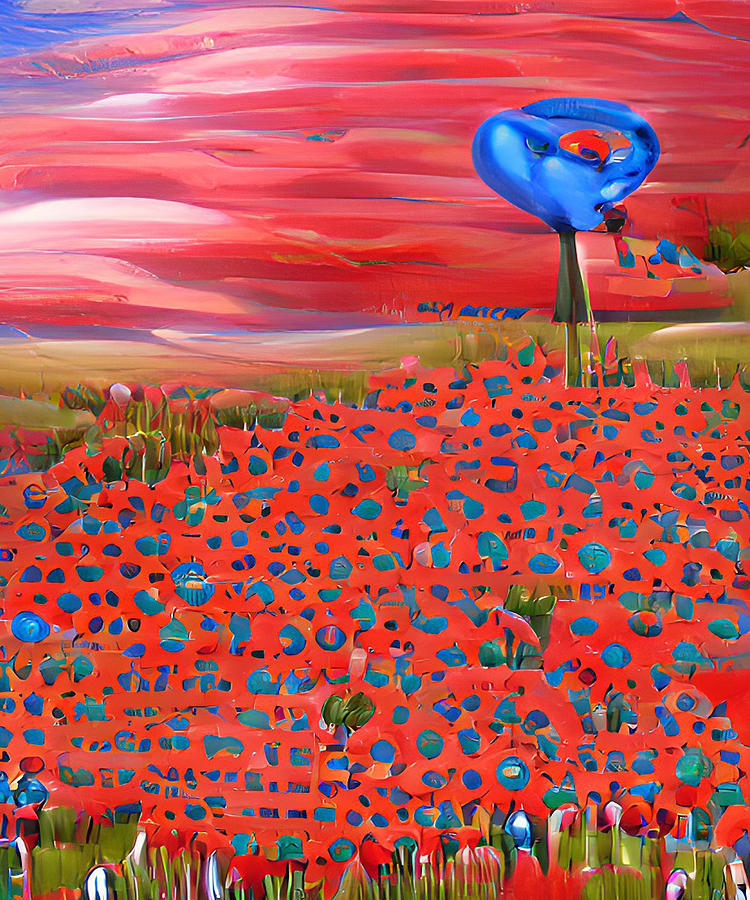 Red Poppies In A Field Abstract Art Digital Art by Lynnie Lang - Fine Art America