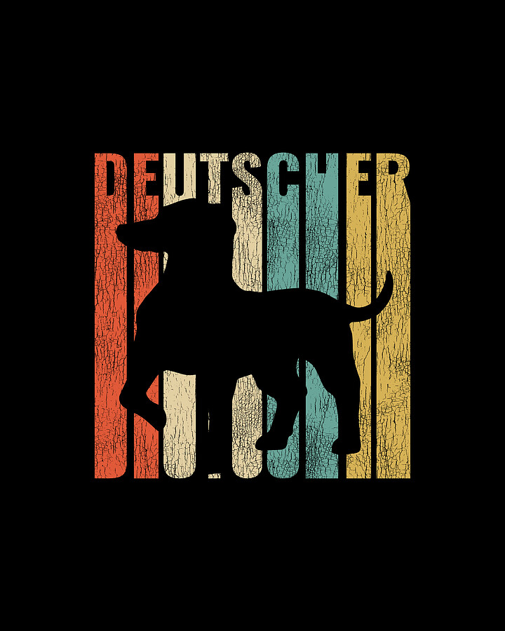 Retro 1970's Style Deutscher Dog Silhouette German Shorthaired Pointer Cracked Distressed ...