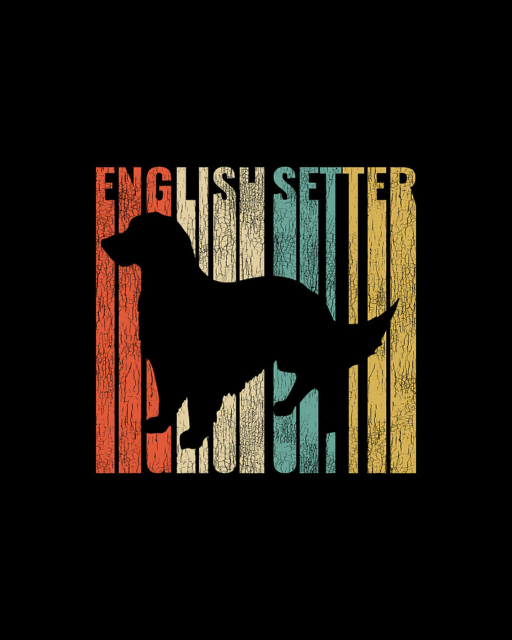 Retro 1970's Style English Setter Dog Silhouette Cracked Distressed Digital Art by Kevin Garbes ...