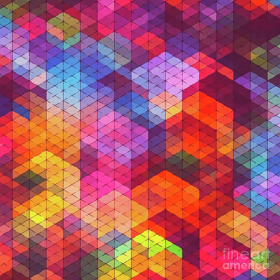 Retro Abstract Multi Color Pattern Mixed Media by Home Of Print Store ...