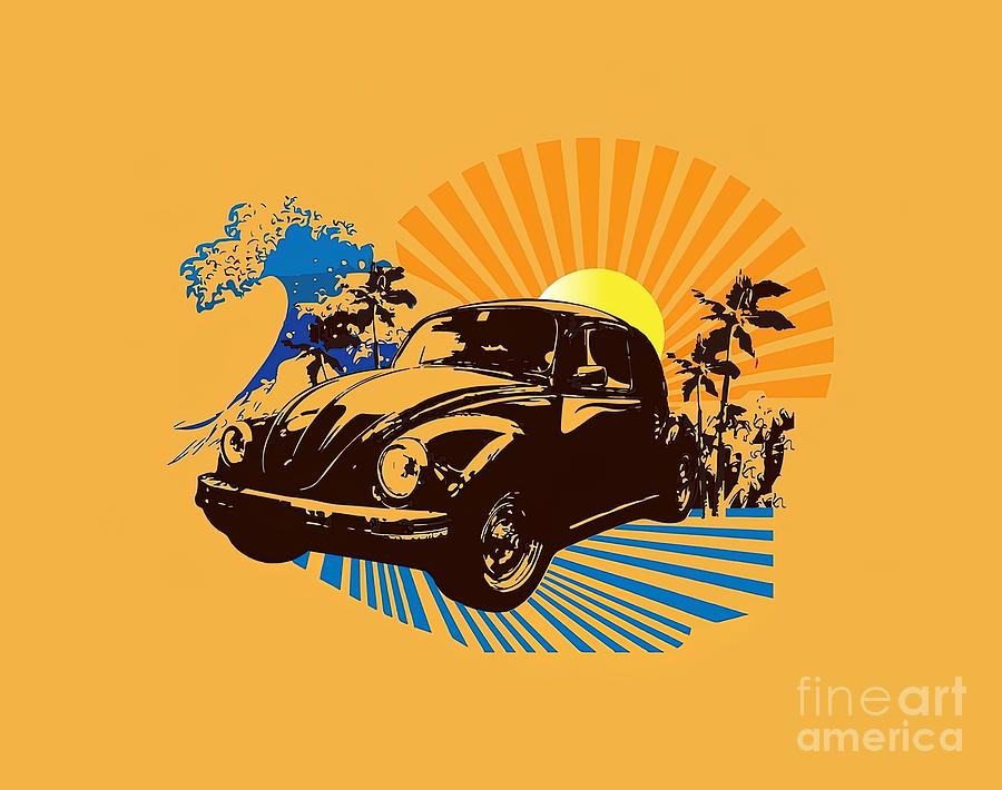 Retro Car Painting by Lee Jasmine - Fine Art America