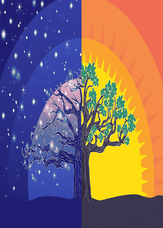 Retro Designs Day And Night Tree Of Life Digital Art by Towery Hill ...