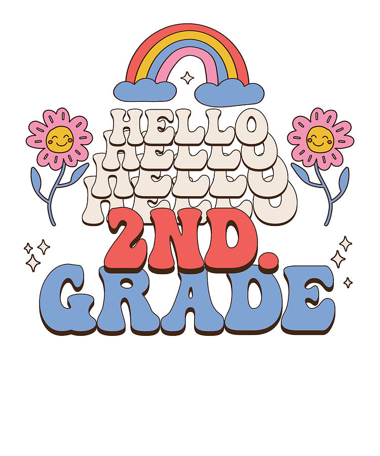 Retro Hello 2nd Grade Back To School Second Grade Teacher Digital Art ...